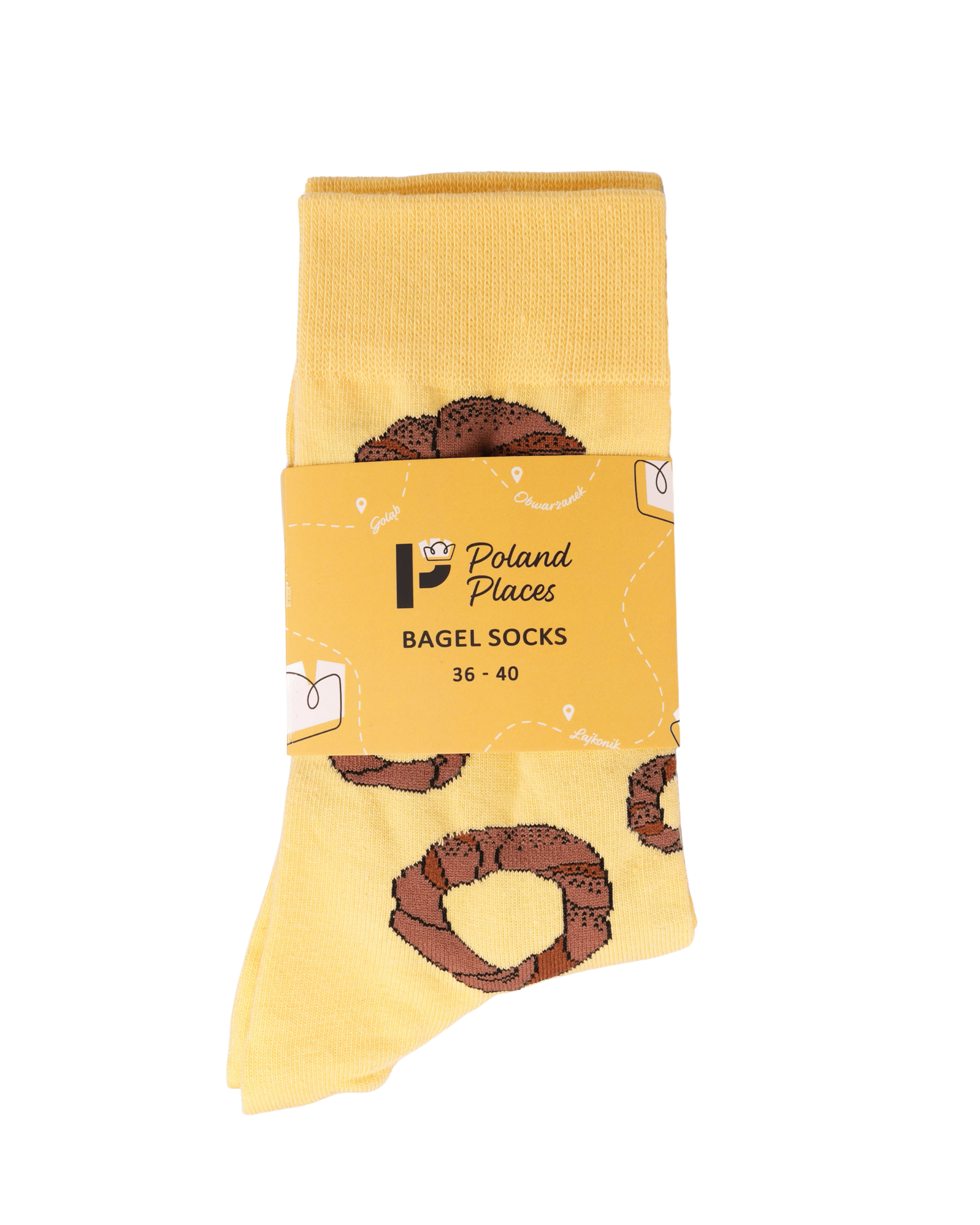 Yellow Bagel Socks – Kraków Souvenir | PolandPlaces – PolandPlaces Shop
